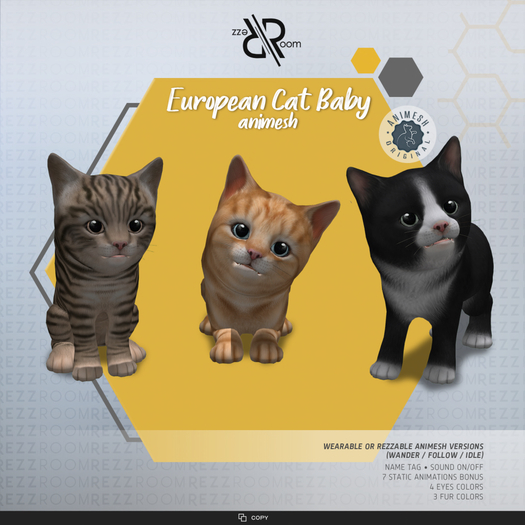 Second Life Marketplace - [Rezz Room] Pack European Cat Baby Animesh ...